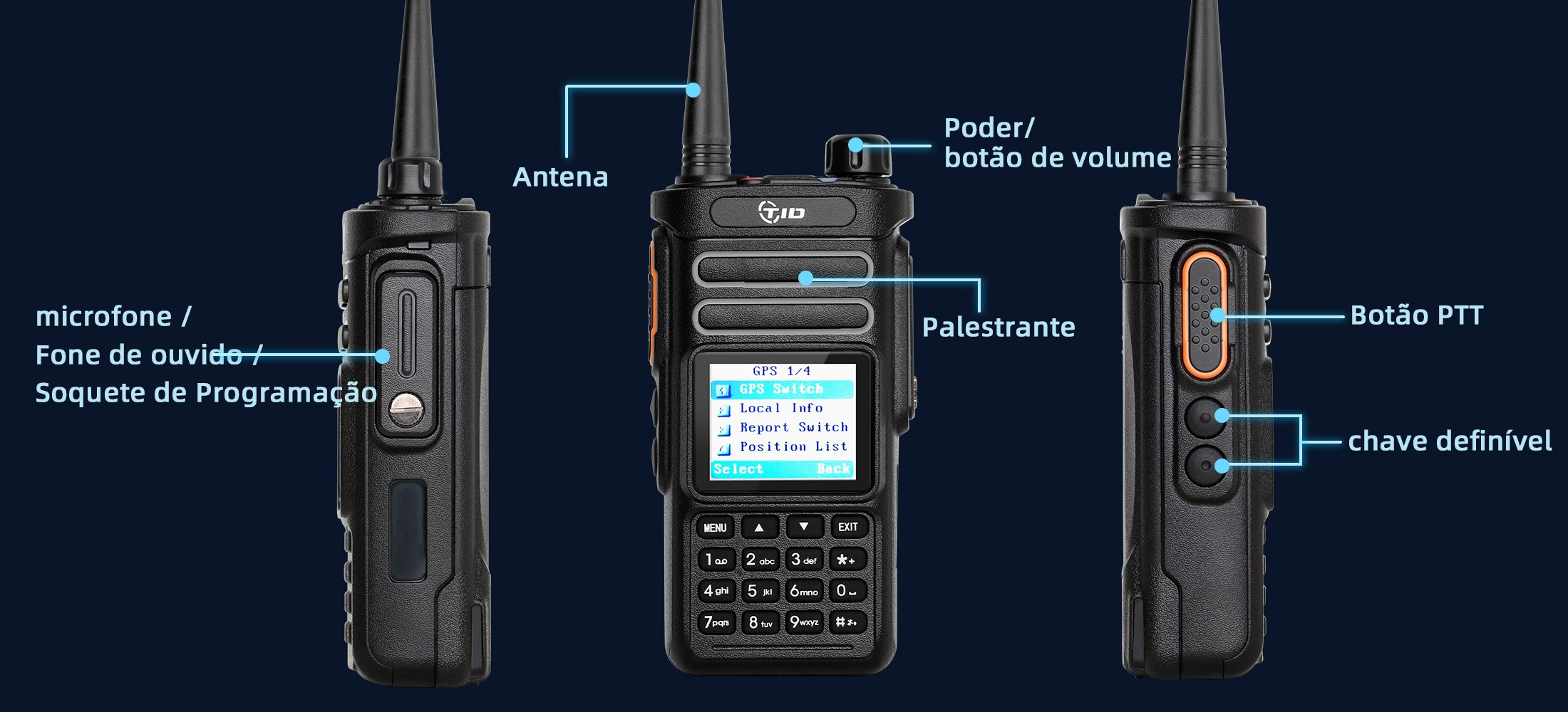 Rádio Comunicador Portátil Digital DP738_TID