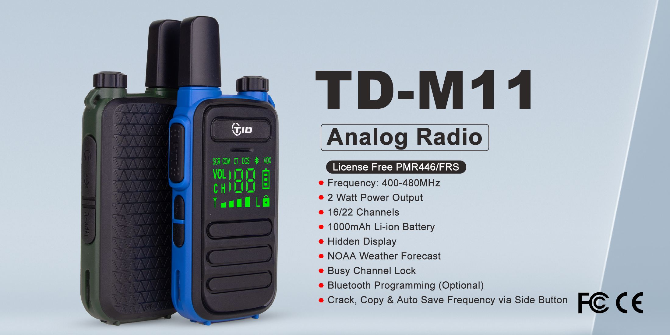 TD-M11 License free two way radio, FRS radio, pmr446 radio, Walkie ...
